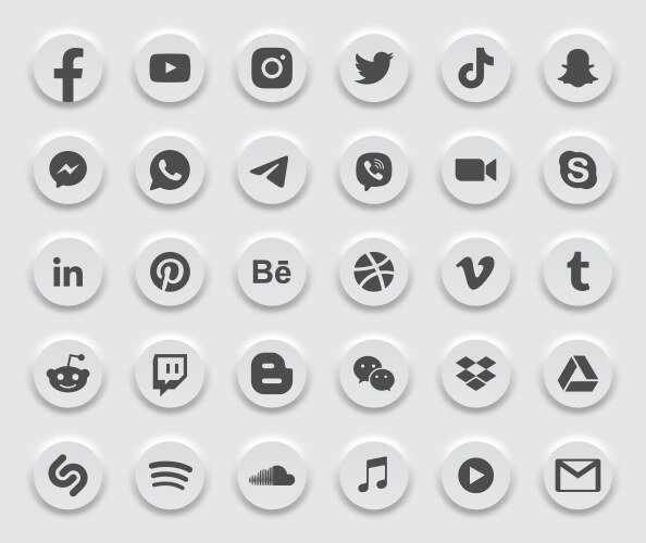 Social media modern flat web icons set Royalty Free Vector
