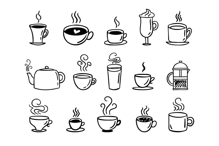 Doodle drink set hand draw Royalty Free Vector Image