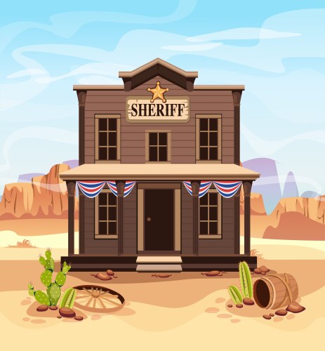 Wild west sheriff office town building of cowboy Vector Image