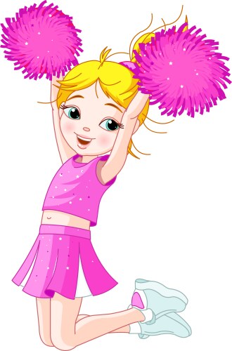 Cheerleading girl cheerleader waving colored Vector Image