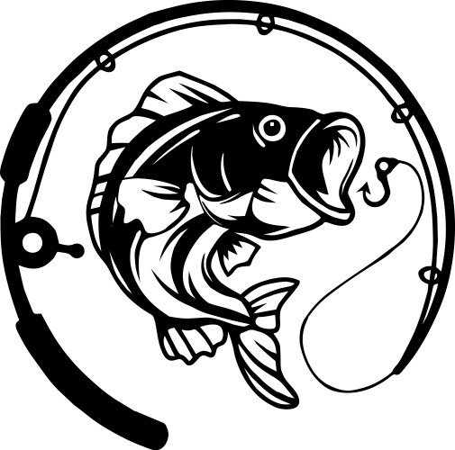 Fishing logo black and white Royalty Free Vector Image