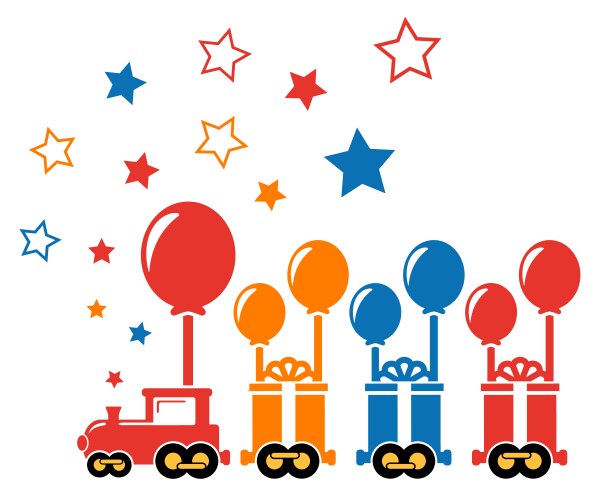 Counting numbers on train with happy children Vector Image