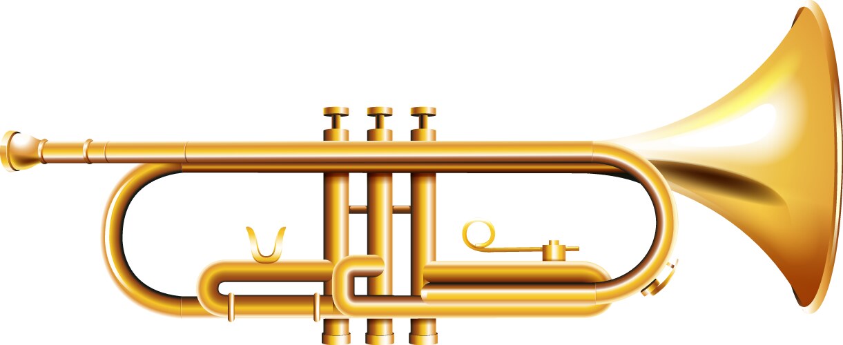 Golden trumpet with music notes in background Vector Image