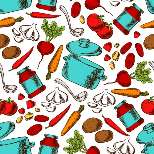 Cooking utensils and food kitchen poster Vector Image