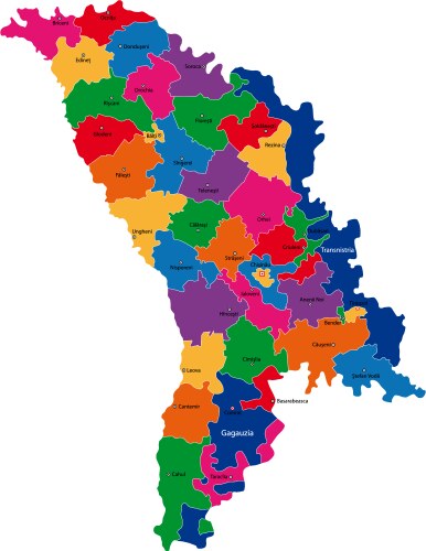 Moldova political map of administrative divisions Vector Image