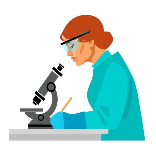Cute boy looking through a microscope Royalty Free Vector