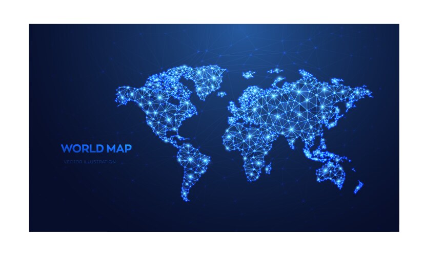 Wireframe globe map cyber security world Vector Image
