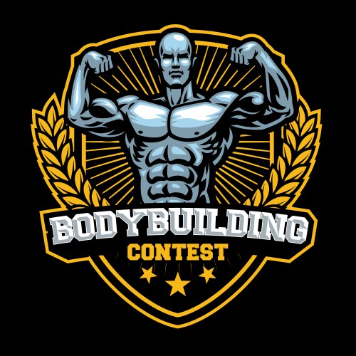 Bodybuilding gym logo emblem Royalty Free Vector Image