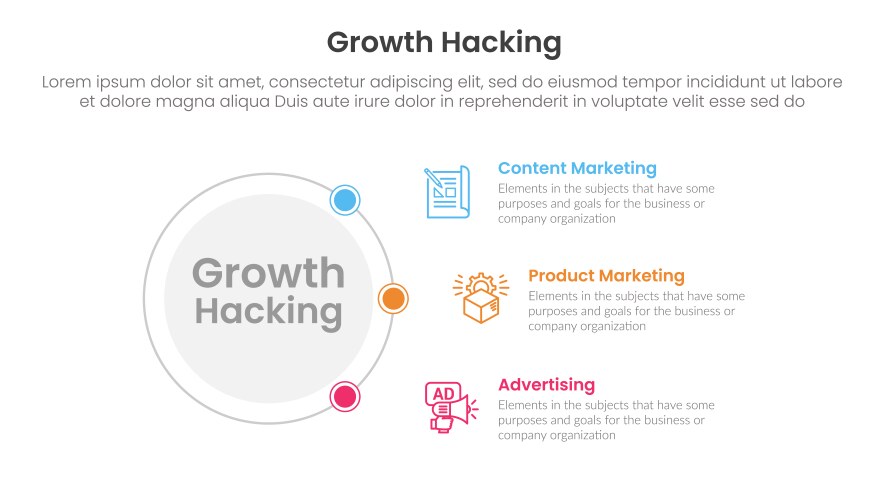Growth hacking infographic 3 point with vertical Vector Image