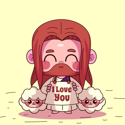 Hand drawn kawaii jesus Royalty Free Vector Image