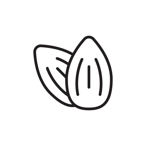 Almond icon set kernel nut milk symbol Royalty Free Vector