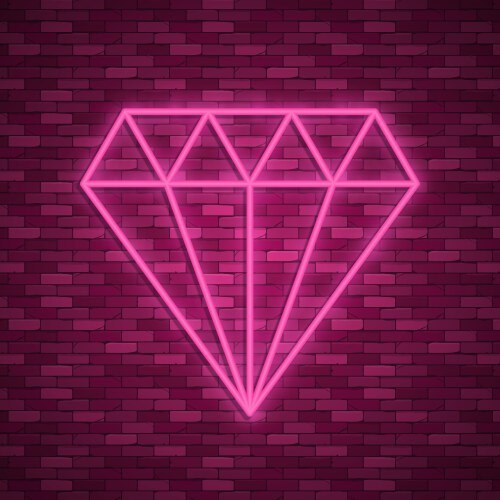 Neon diamond in purple and violet color Royalty Free Vector