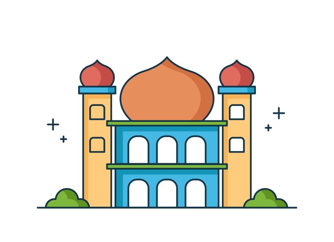 Flat outline modern kaaba Royalty Free Vector Image