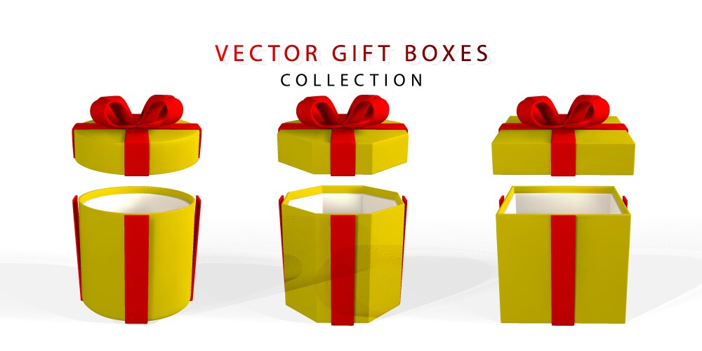 Set of realistic 3d render gift boxes Royalty Free Vector