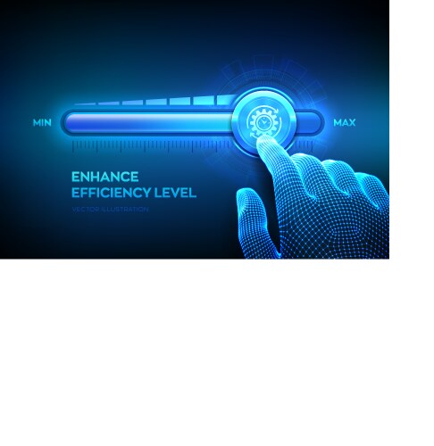 Increasing efficiency level wireframe hand Vector Image