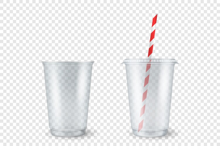 Realistic plastic cups mockup set Royalty Free Vector Image