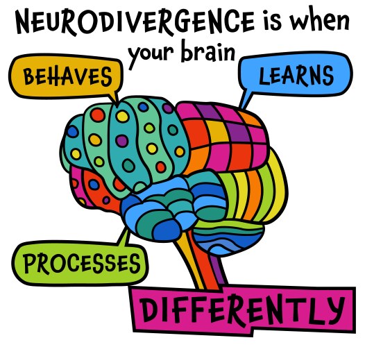 Brain symbol composed of a vibrant spectrum Vector Image
