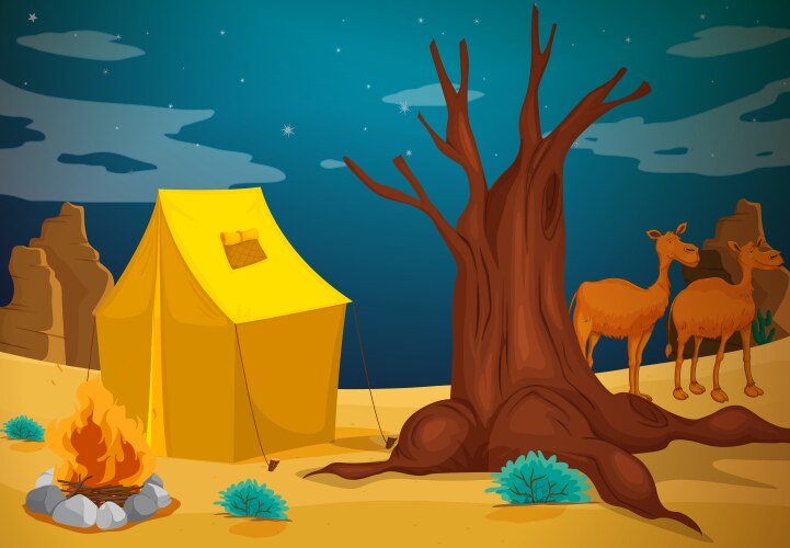 Tent house and fire Royalty Free Vector Image - VectorStock