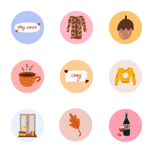 Modern and cute highlights for different social Vector Image