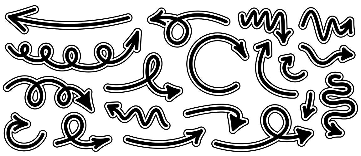 Large curved arrow icons with bold and dynamic Vector Image