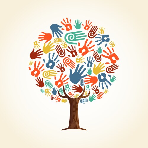 Hands together concept for social help Royalty Free Vector