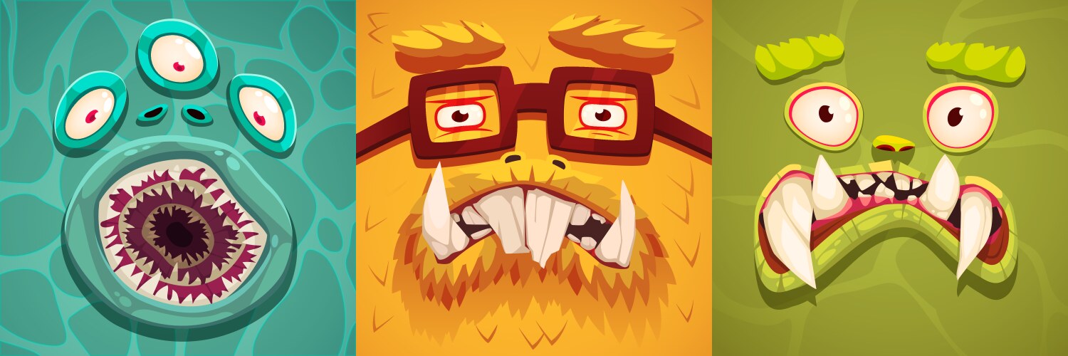 Monster constructor cartoon set Royalty Free Vector Image