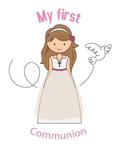First holy communion for cute little boy Vector Image