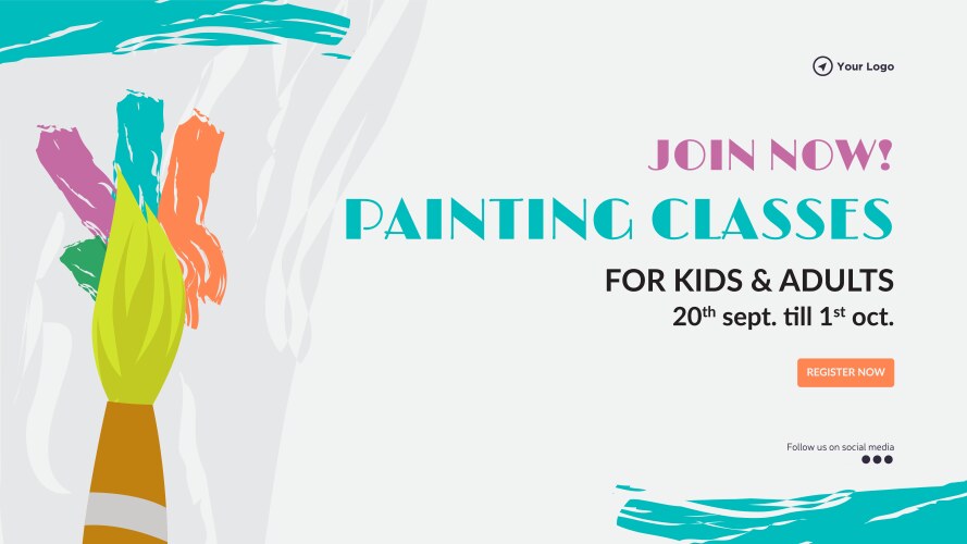 Banner design of painting art classes template Vector Image
