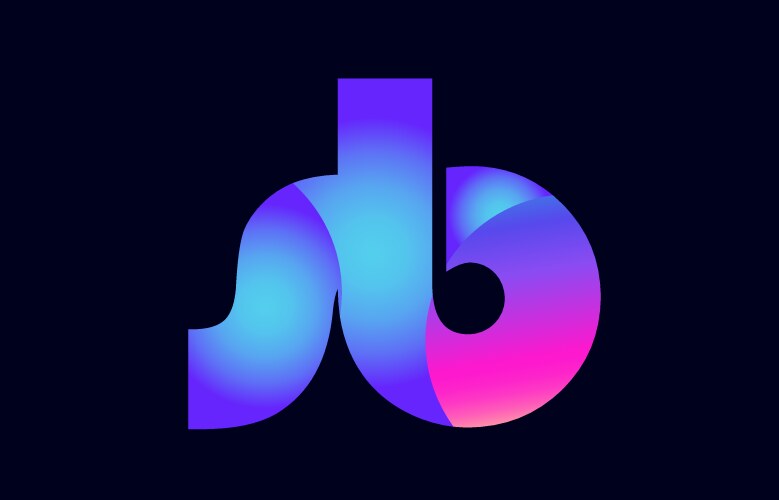 Curved creative letter b logo design with swoosh Vector Image