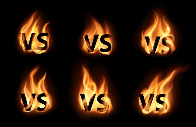 Versus screen with fire Royalty Free Vector Image