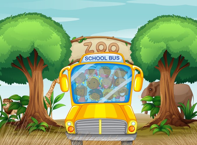 Animals on bus Royalty Free Vector Image - VectorStock