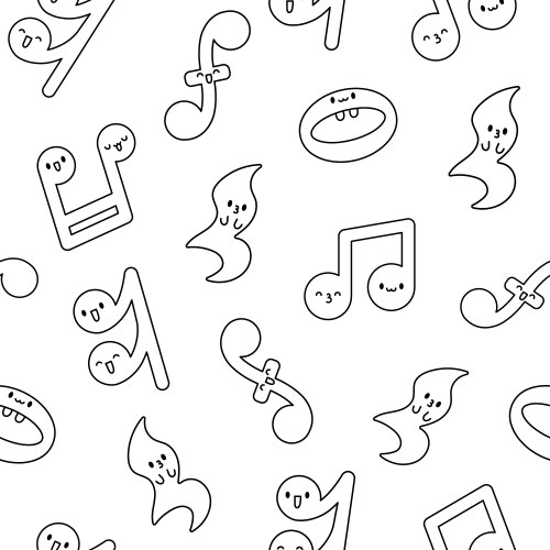 Cute couple kawaii music notes coloring page Vector Image