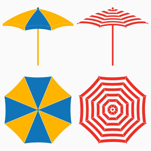Beach umbrellas top view on white background Vector Image