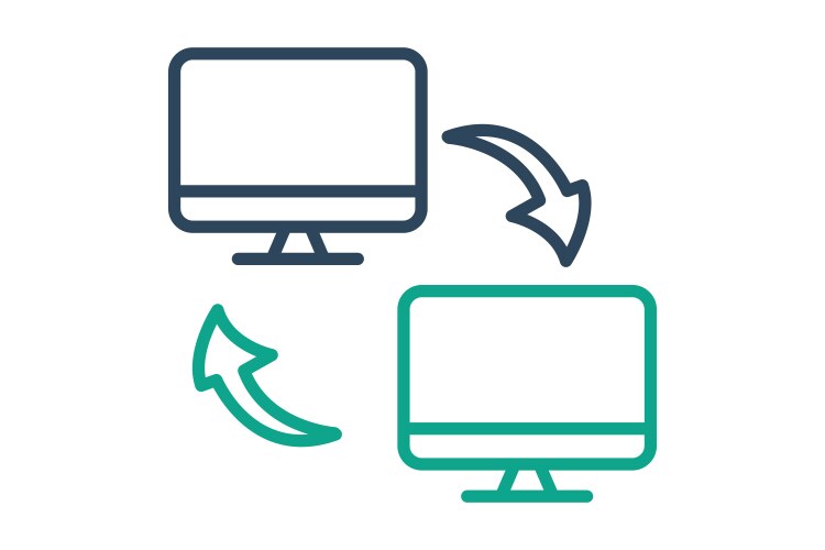 Data transfer icon notes with arrow related Vector Image