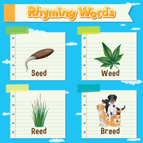 Rhyming words with images Royalty Free Vector Image