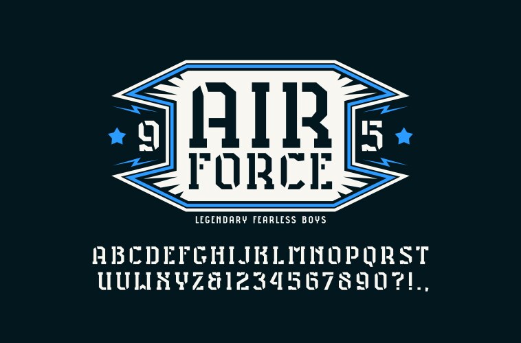 Thick stencil display font Royalty Free Vector Image