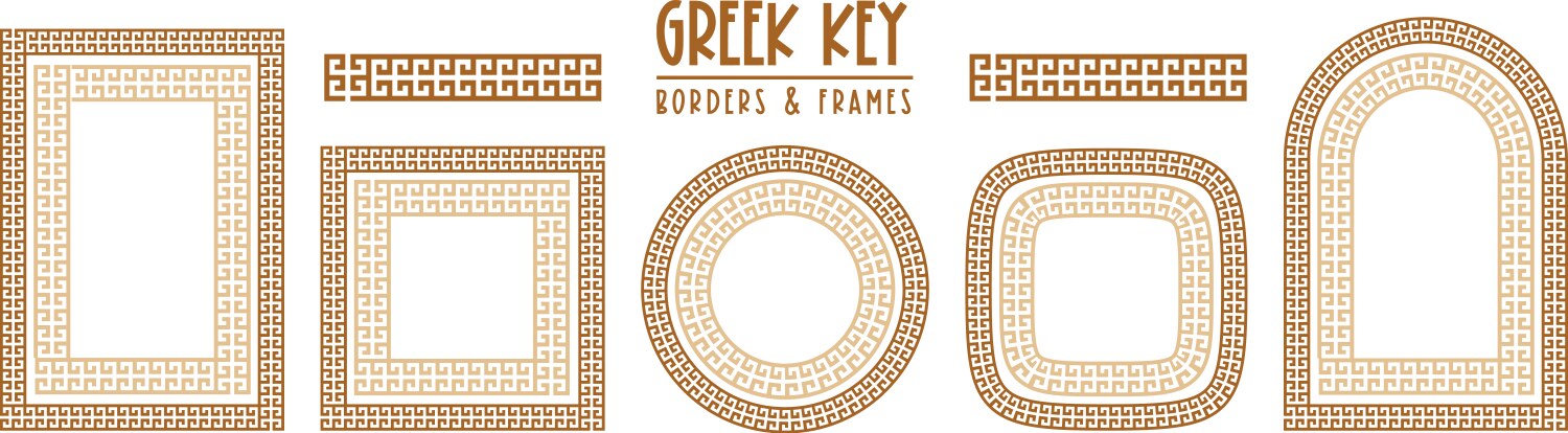 Greek key seamless border pattern collection Vector Image