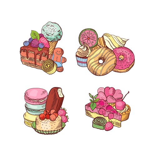 Food and sweets Royalty Free Vector Image - VectorStock