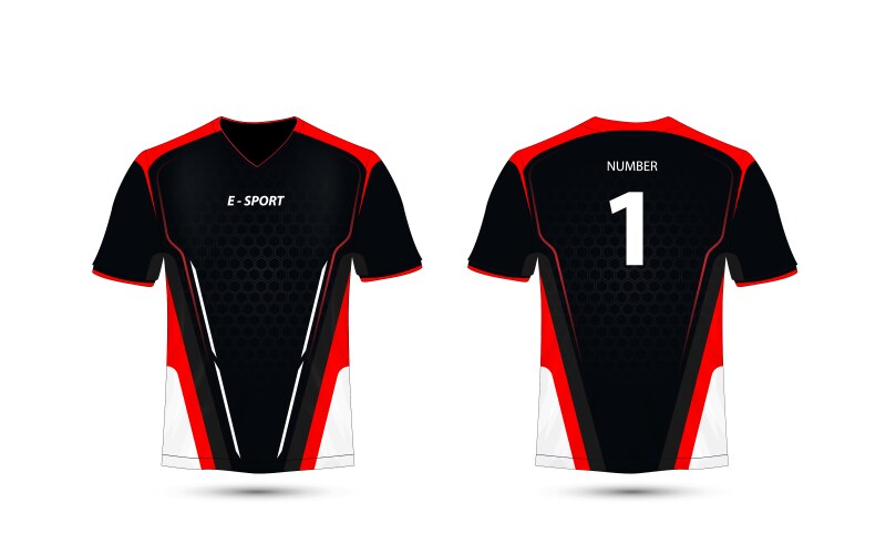 Black and red layout e-sport t-shirt design Vector Image