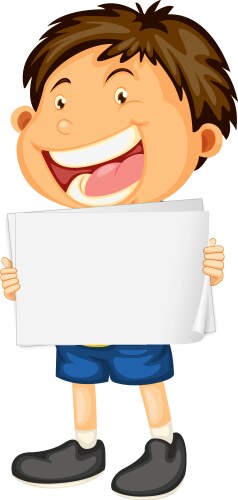 Blank sign template with cute boy on white Vector Image