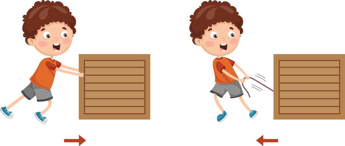 Kid pushing Royalty Free Vector Image - VectorStock