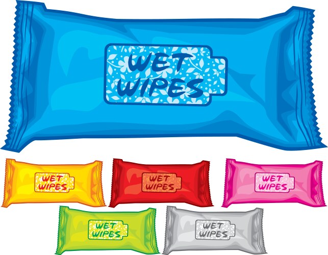 Realistic wet wipes packaging set Royalty Free Vector Image