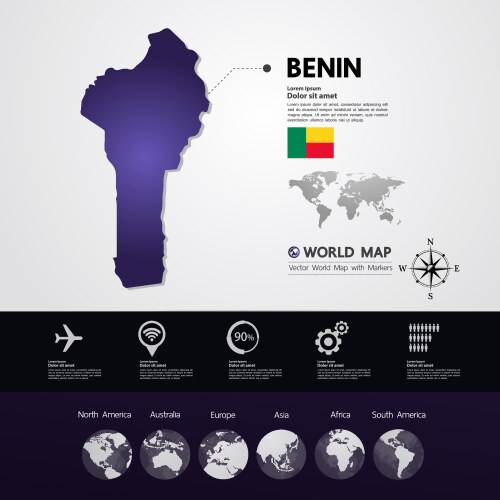 Detailed map of benin and capital city porto-novo Vector Image