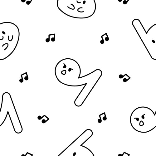 Cute couple kawaii music notes coloring page Vector Image