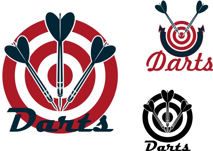Darts emblems with arrows on shields Royalty Free Vector