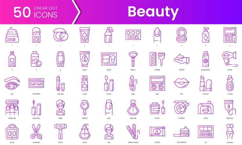 Set of beauty icons gradient style icon bundle Vector Image