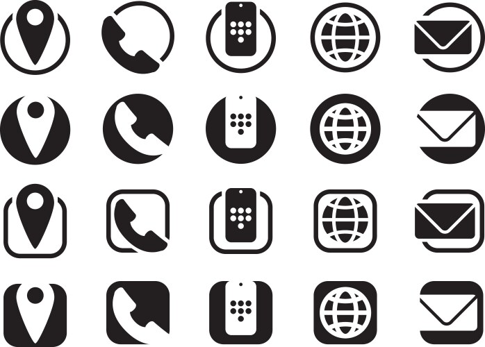 Contact web icons telephone home address email Vector Image