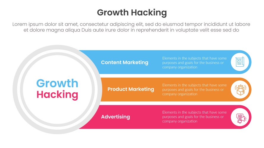 Growth hacking infographic 3 point with round Vector Image