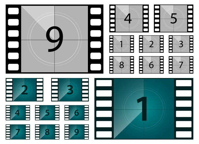 Retro film countdown frames Royalty Free Vector Image