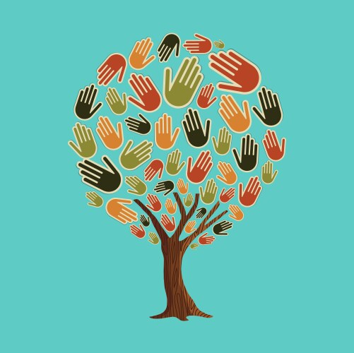 Hands together concept for social help Royalty Free Vector